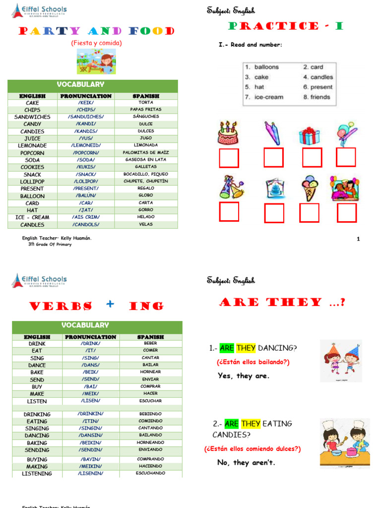 Food and Party - 3° A - B - Inglés | PDF