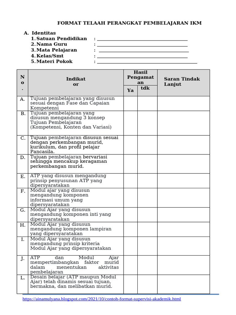 Format Telaah Perangkat | PDF