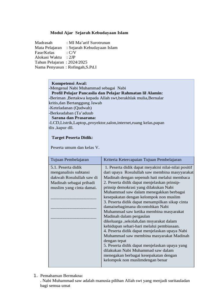 Modul Ajar Sejarah Kebudayaan Islam | PDF
