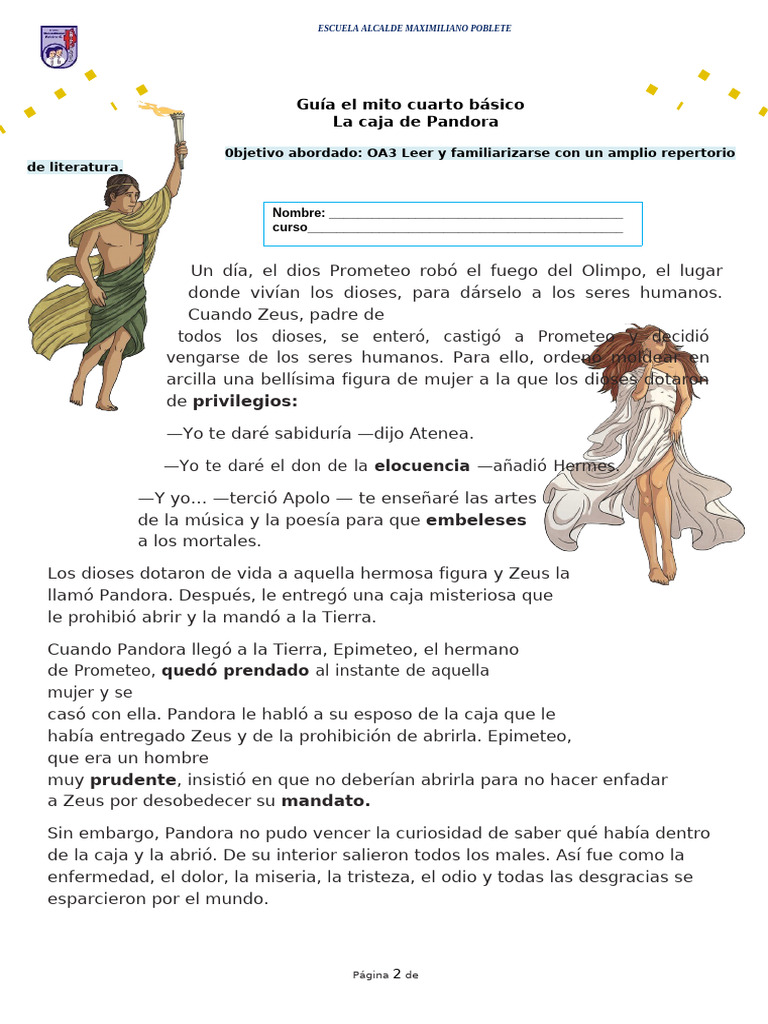 Guía Mito. - La Caja de Pandora. | PDF