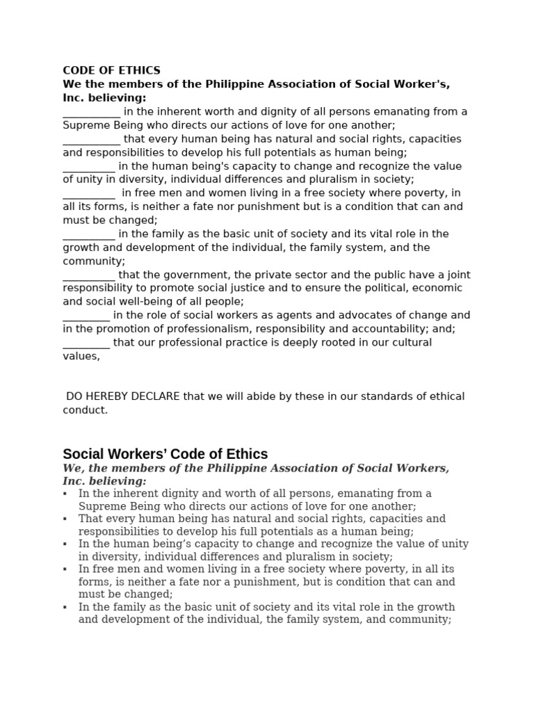 Paswi - CODE OF ETHICS | PDF