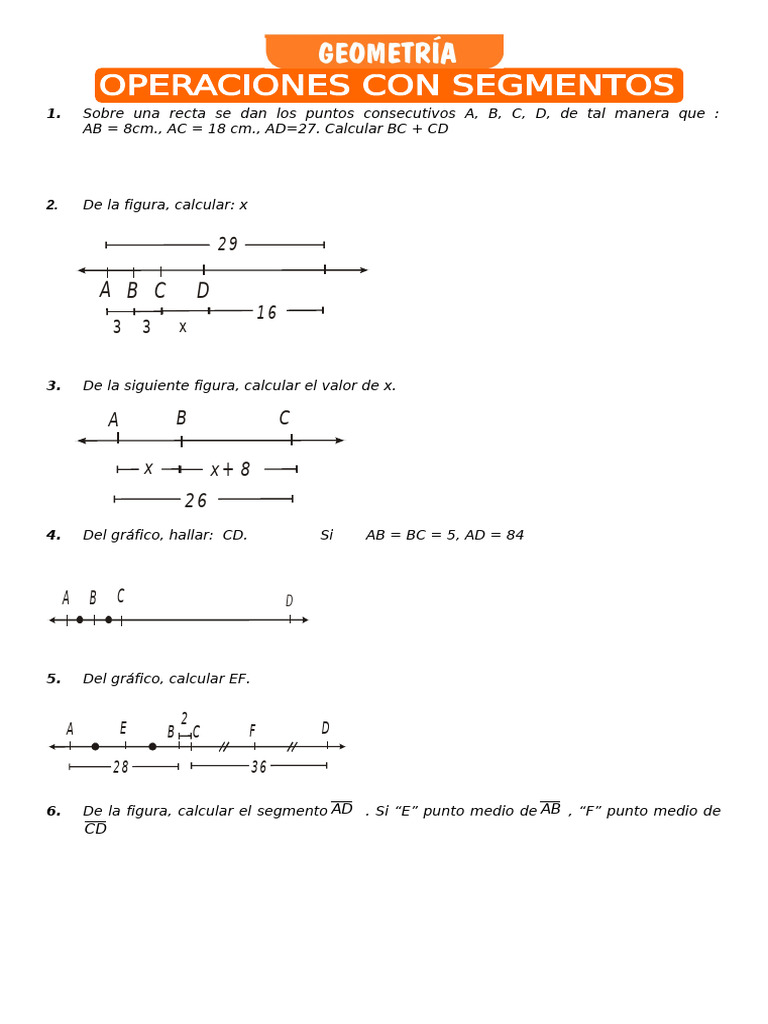 Problemas de Operaciones Con Segmentos para Quinto de Primaria | PDF