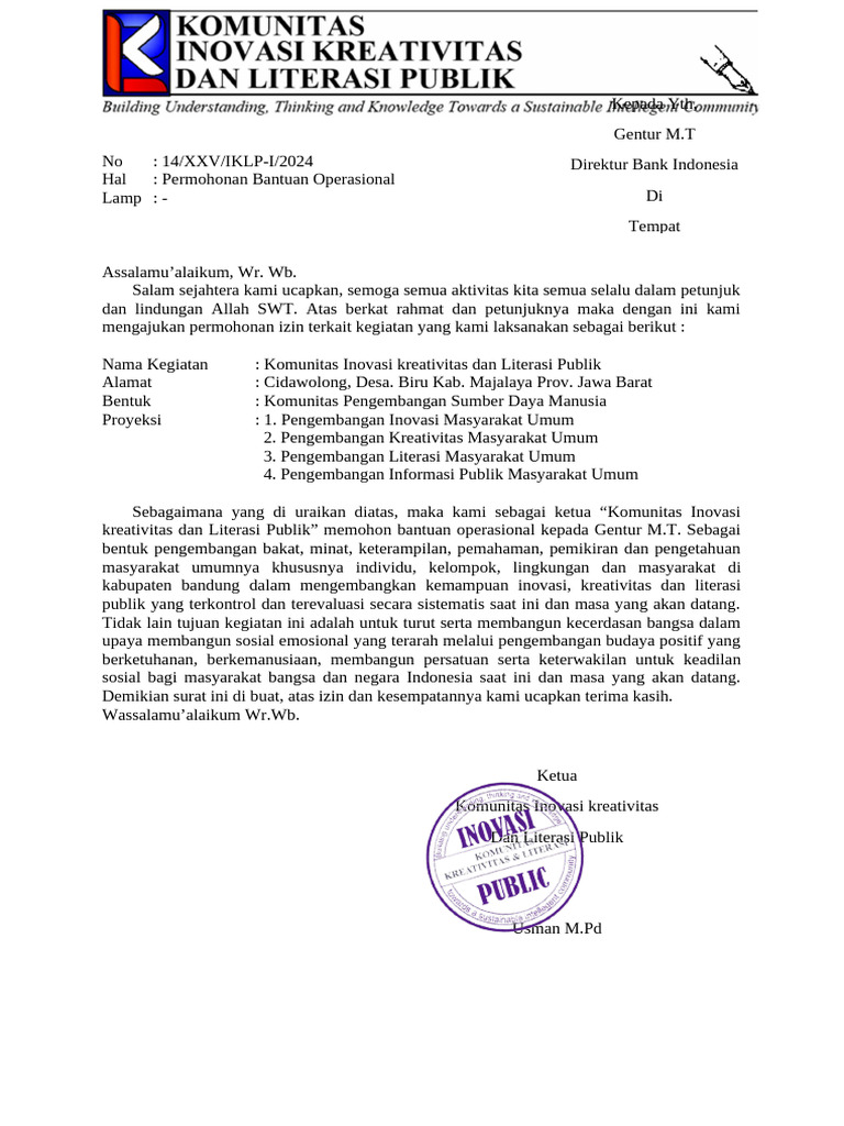 Surat No 14-XXV-IKLP-I-2024 - Gentur M.T | PDF