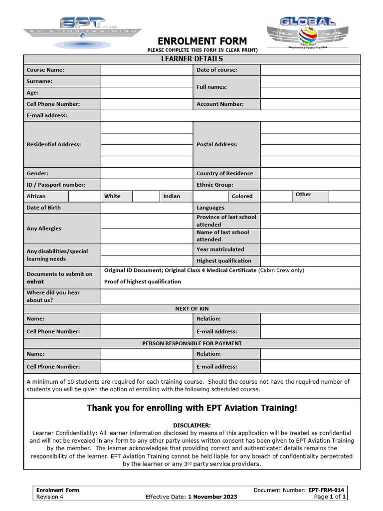 Enrolment Form (Rev 4) | PDF