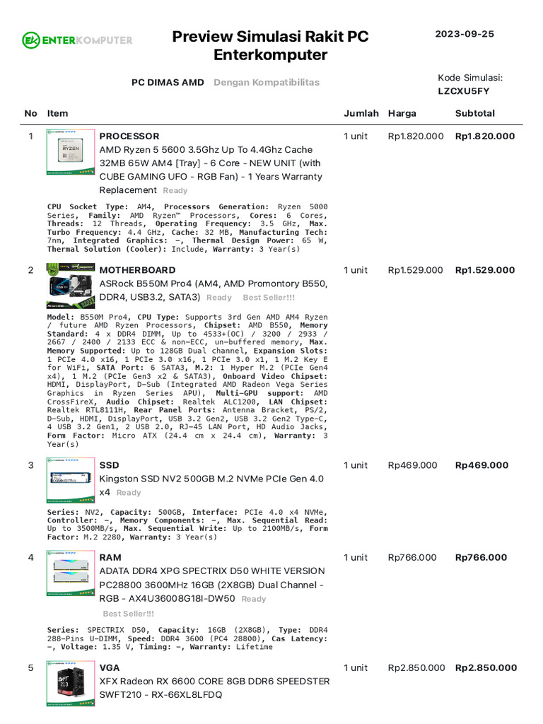 Simulasi - PC DIMAS AMD - Enterkomputer Jual Beli Online Komputer ...