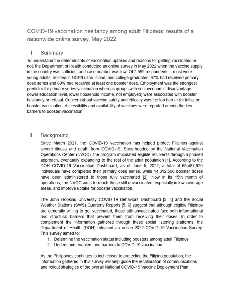 2022 May DOH Vaccination Survey Report | PDF