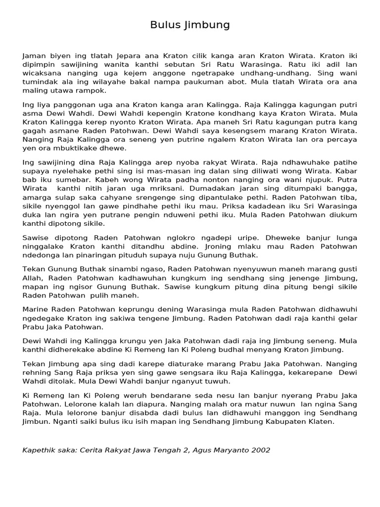 Dongeng Bulus Jimbung Basa Jawa | PDF