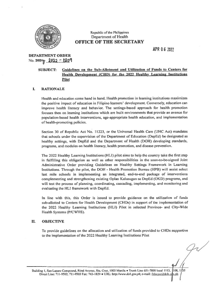 Annex A - DOH DO 2022-0209 Guidelines On The Sub-Allotment and ...