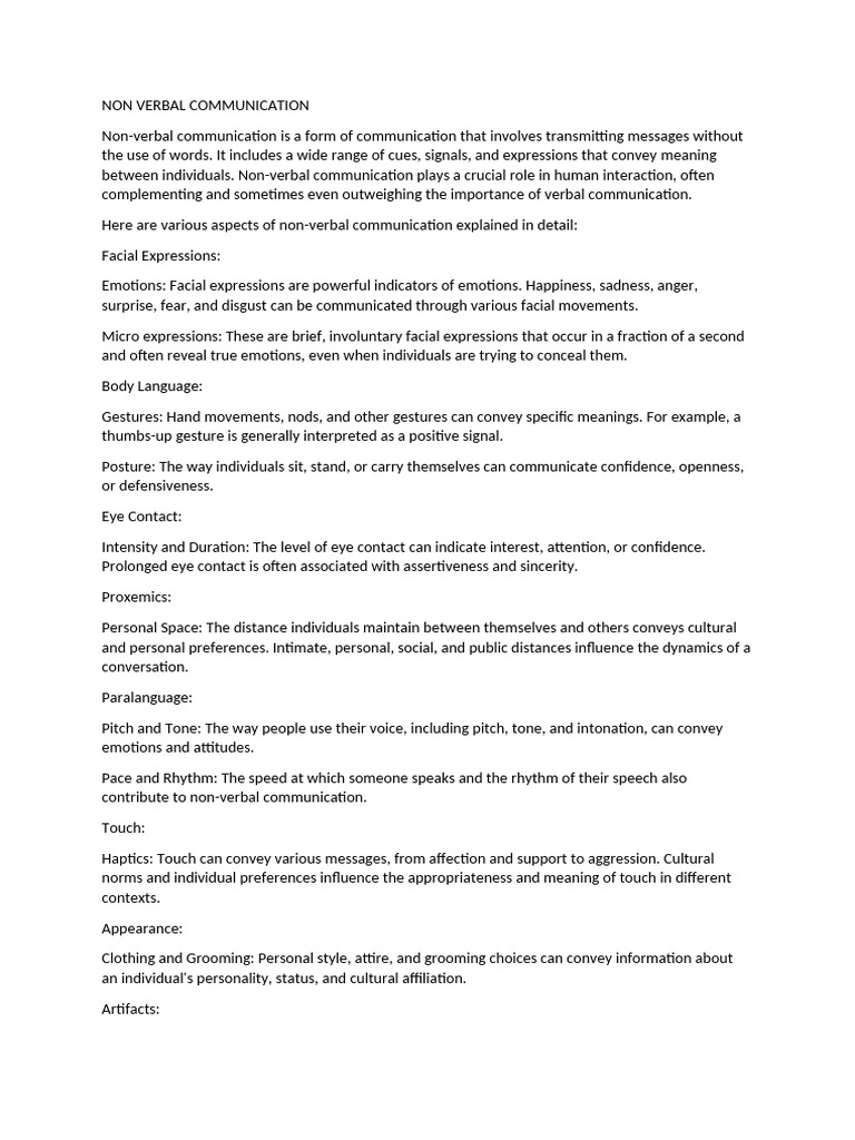 NON VERBAL COMMUNICATION | PDF