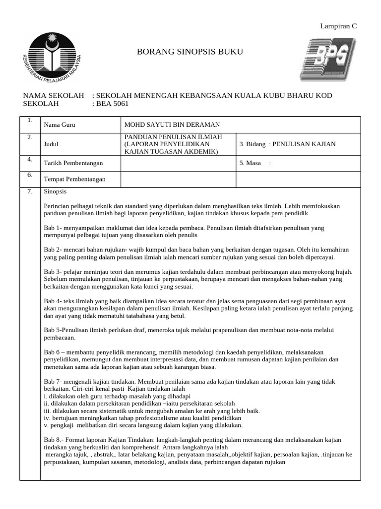 Sinopsis Buku 3 - SPLKPM 2023 | PDF