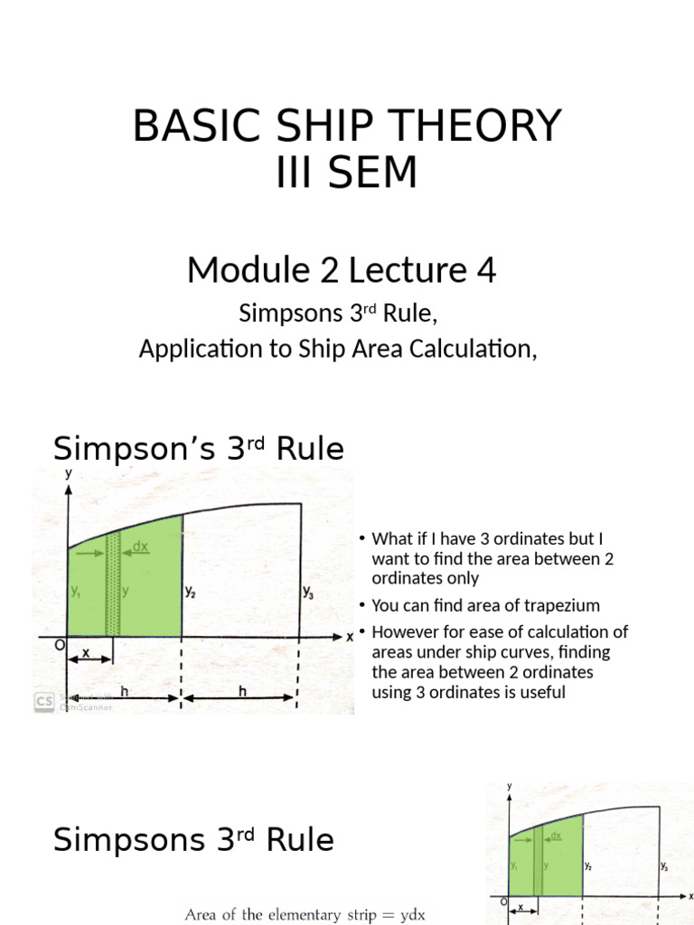 BST SEMIII 2024 Module 2 Lecture 4 PPT - Simpsons 3rd Rule - Application To Ship Calculation | PDF