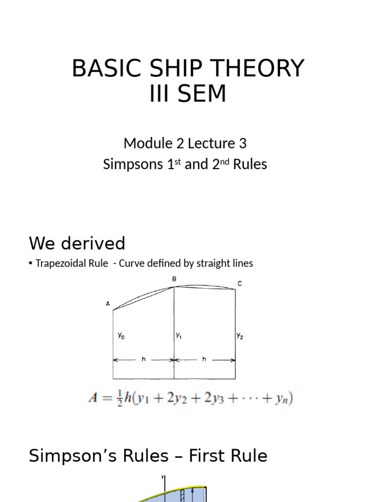 BST SEMIII 2024 Module 2 Lecture 3 PPT - Simpsons 1st and 2nd Rule | PDF BST SEMIII 2024 Module 2 Lecture 3 PPT - Simpsons 1st and 2nd Rule | PDF