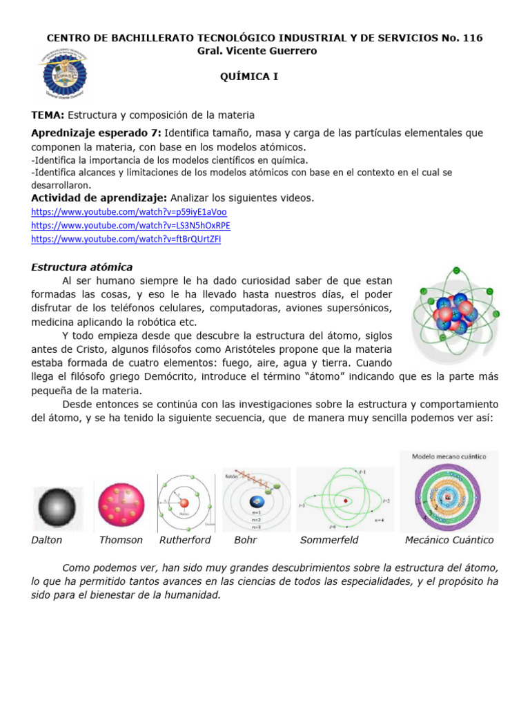 Aprendizaje Esperado 7 Particulas Subatomicas | PDF