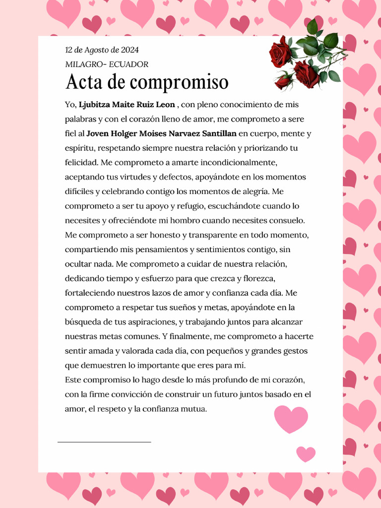 Carta de Amor Emotiva Rosa | PDF