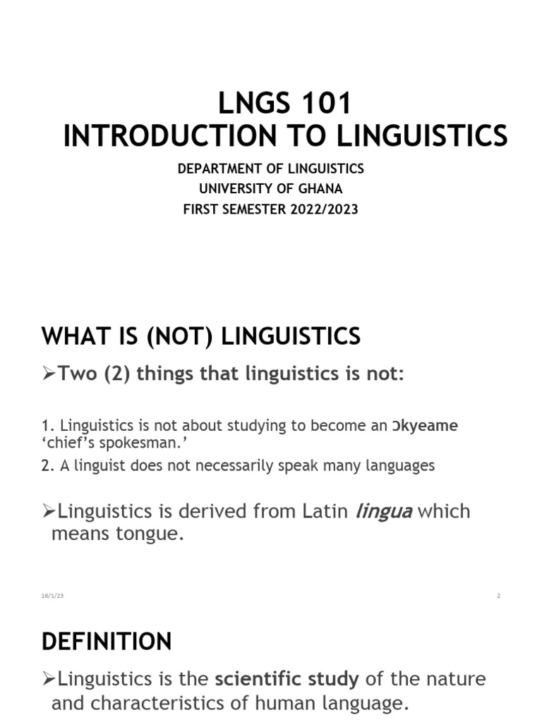 LNGS 101 - Introduction To Linguistics-1 | PDF