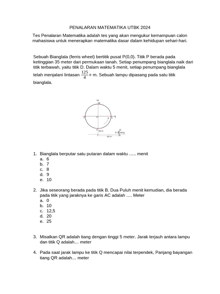 UTBK 2024 Math Reasoning Prep | PDF