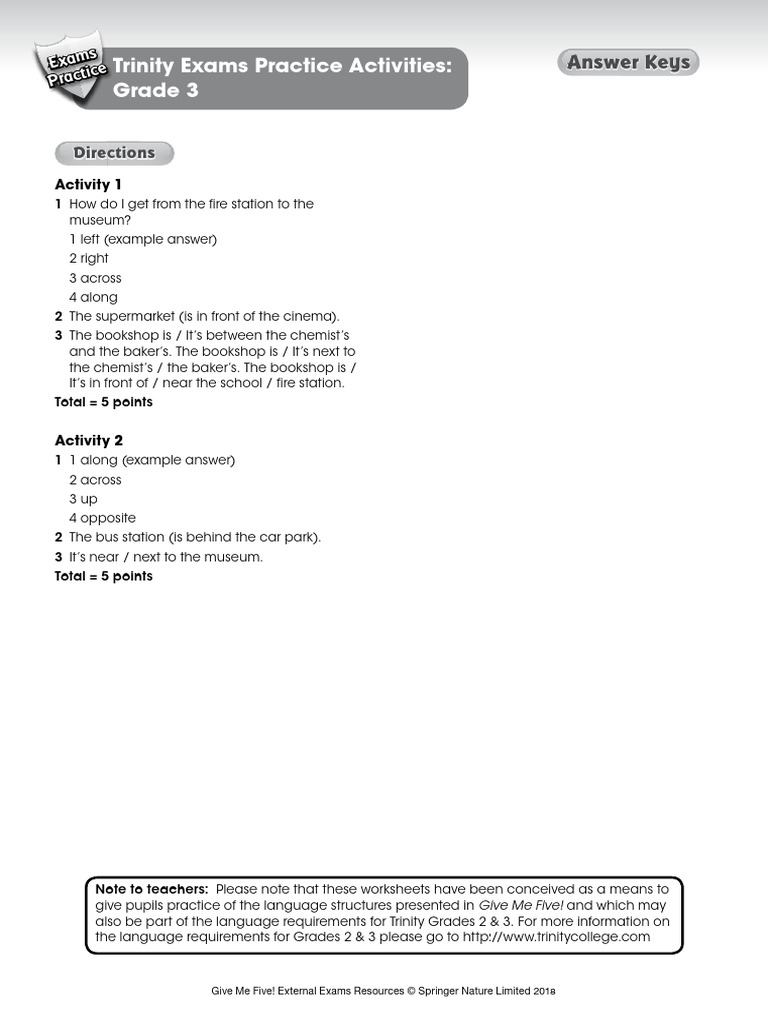 GMF L1 Trinity Practice Activities Grade 3 Teacher's Notes | PDF