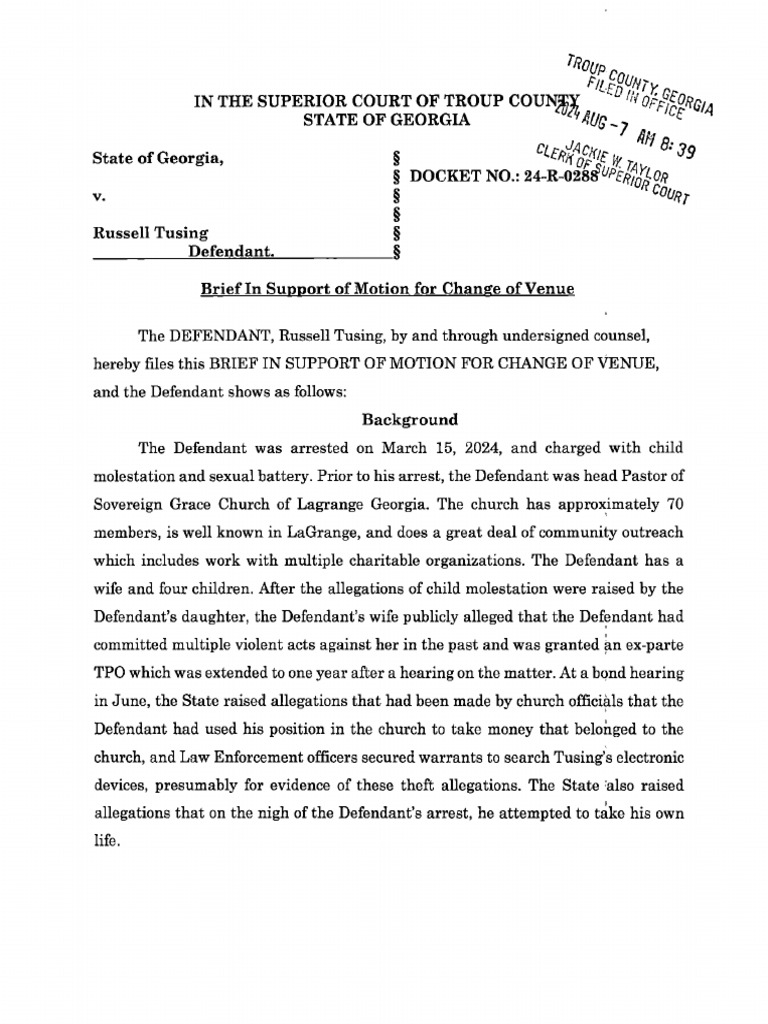 Former Sovereign Grace Churches Pastor Russell Tusing's Attorney Files ...