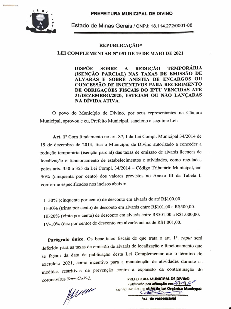 Lei Complementar #051-2021 | PDF