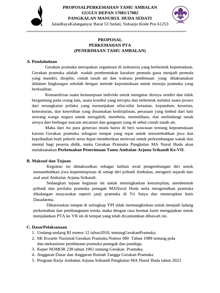 Proposal Perkemahan Pta | PDF