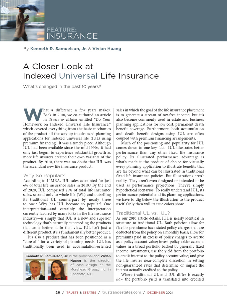 A Closer Look at Indexed Universal Life Insurance | PDF