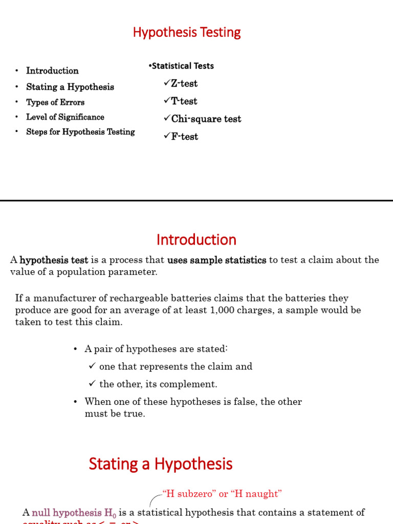 05 Hypothesis Testing Chapter Four | PDF