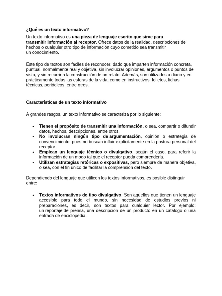 Qué Es Un Texto Informativo | PDF