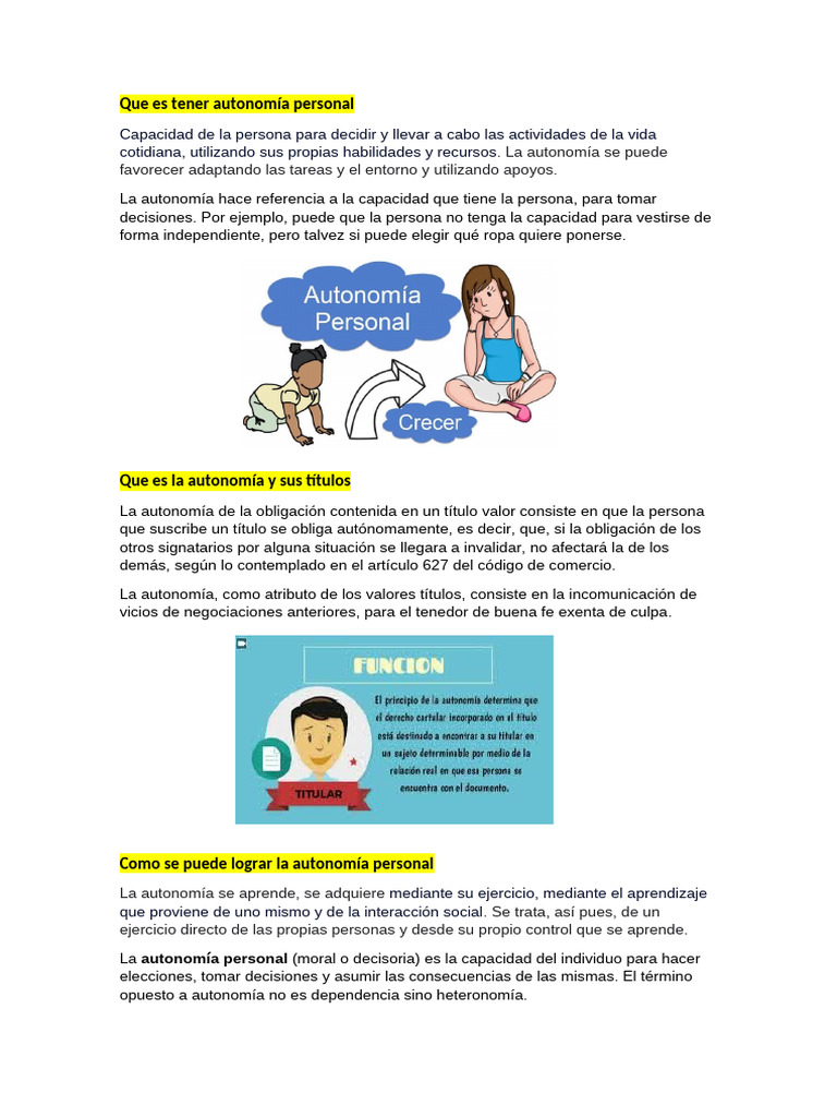 Que Es Tener Autonomía Personal | PDF