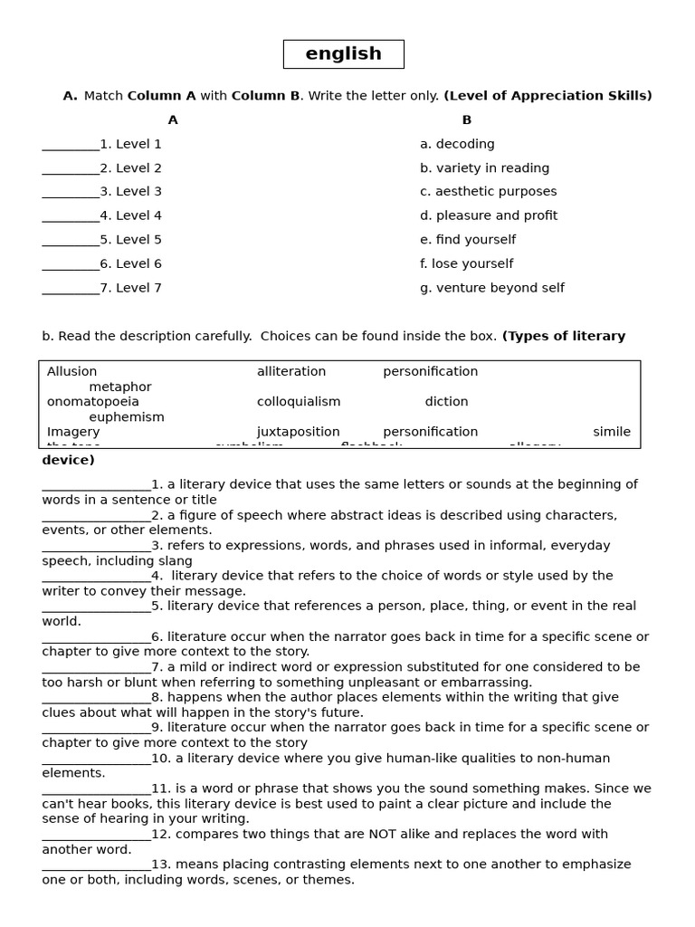 English Group Quiz | PDF