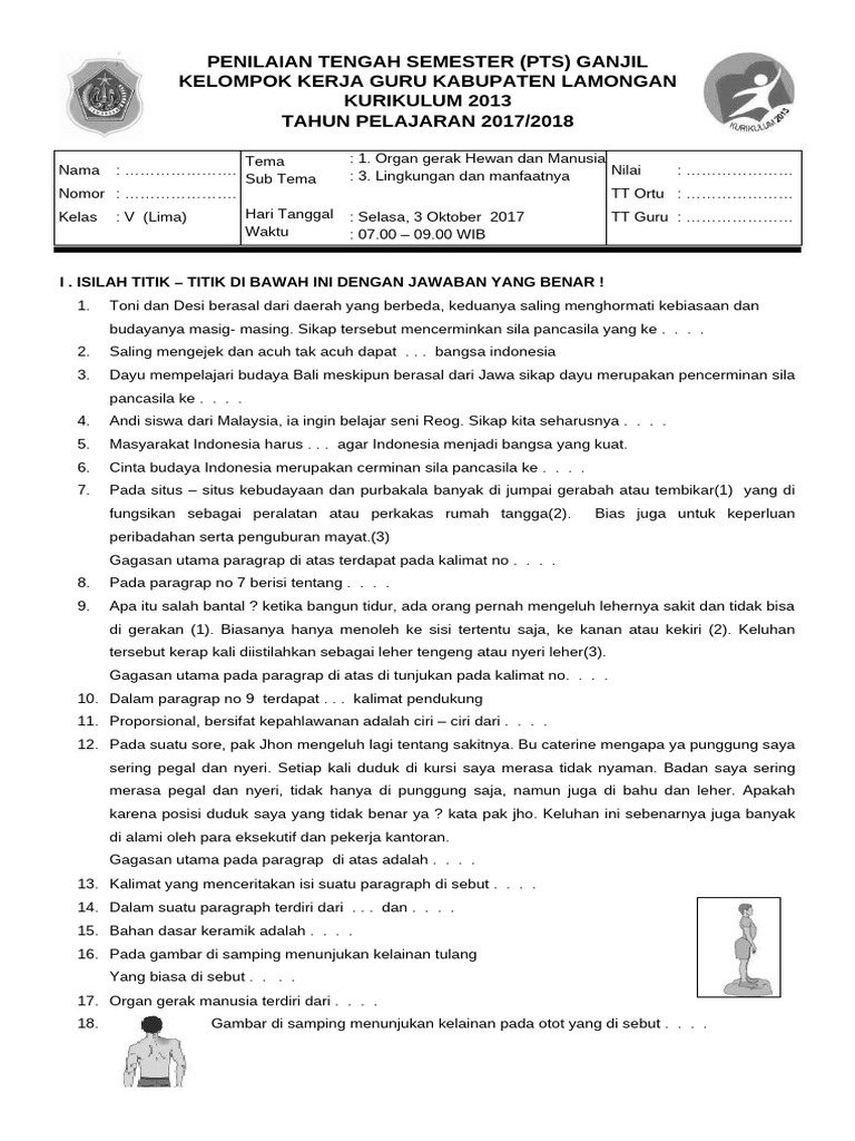 SOAL TM 1 ST 3 Klas 5 Ok | PDF