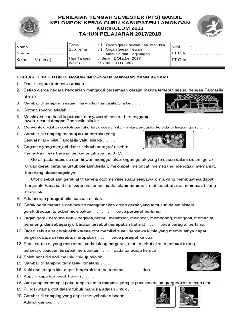 SOAL TM 1 ST 1, 2 KLAS 5 Ok | PDF