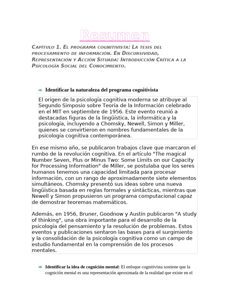 Resumen Texto 1 de Psicosocial | PDF