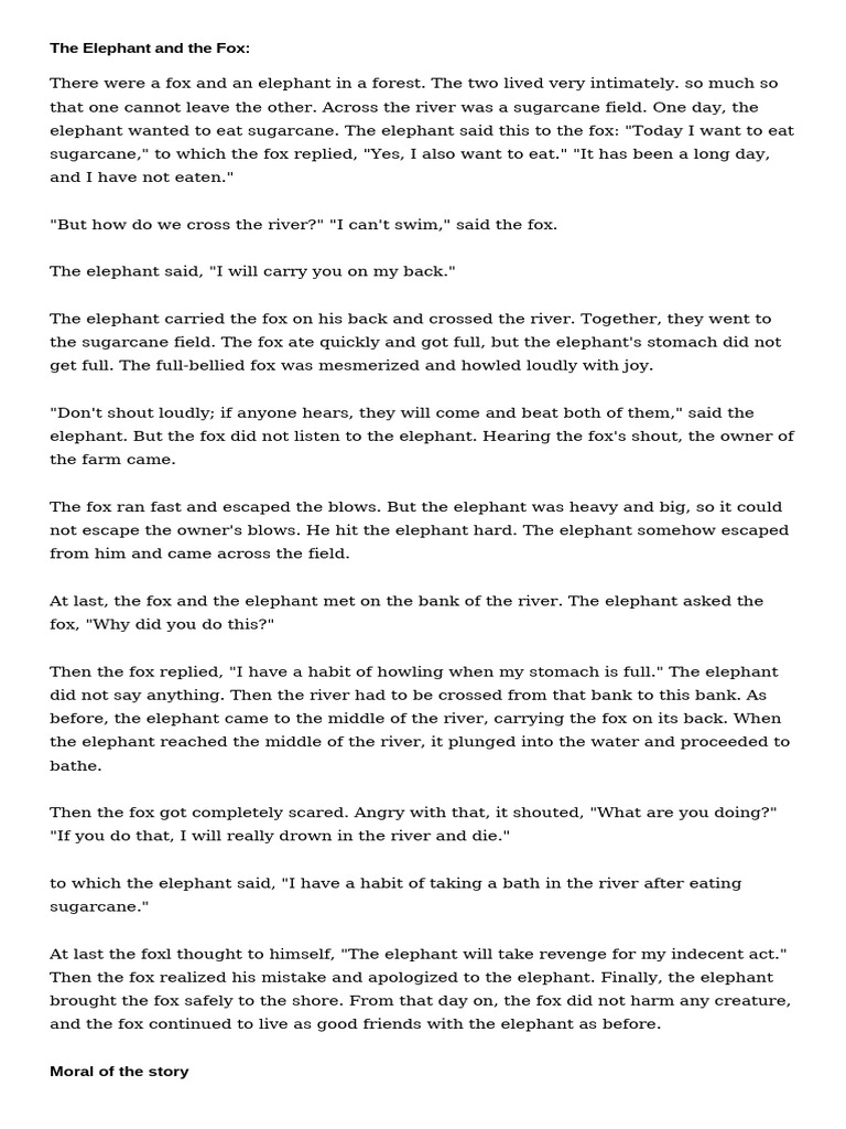 The Elephant and The Fox | PDF