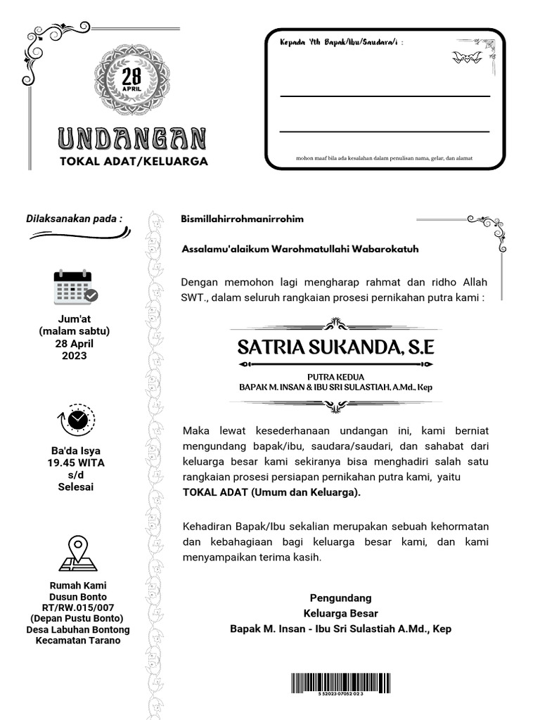 Undangan Tokal Adat | PDF