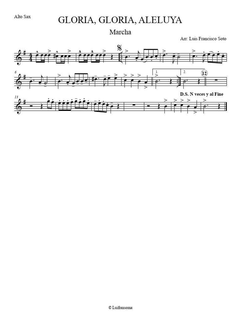 GLORIA GLORIA ALELUYA - Alto Sax | PDF