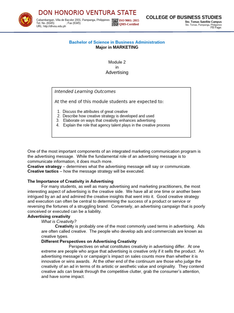 Advertising Module 2 | PDF