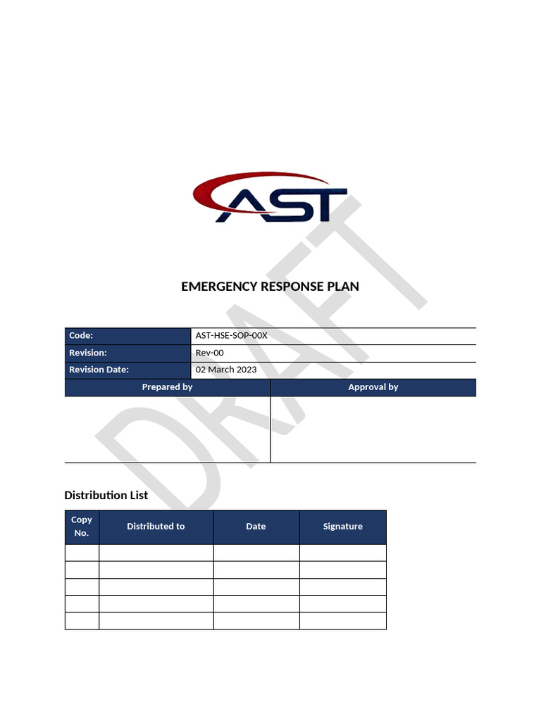AST - Emergency Response Plan | PDF