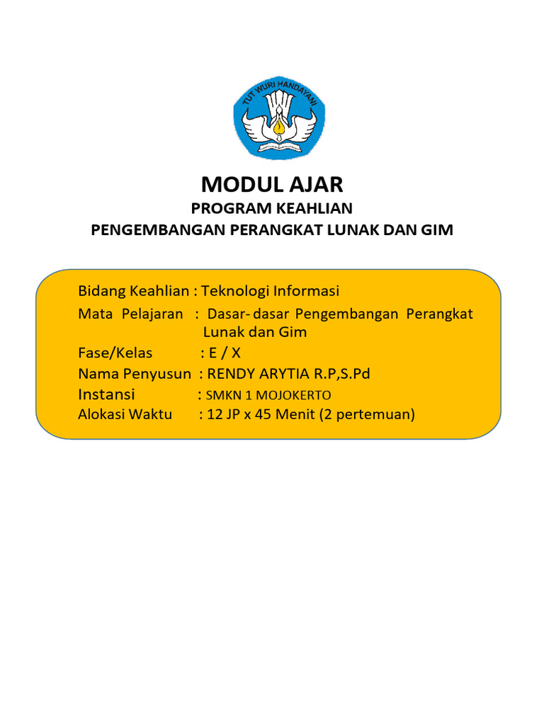 Modul Ajar Dasar-Dasar Pengembangan Perangkat Lunak Dan Gim - K3LH Dalam Budaya Kerja Industri ...