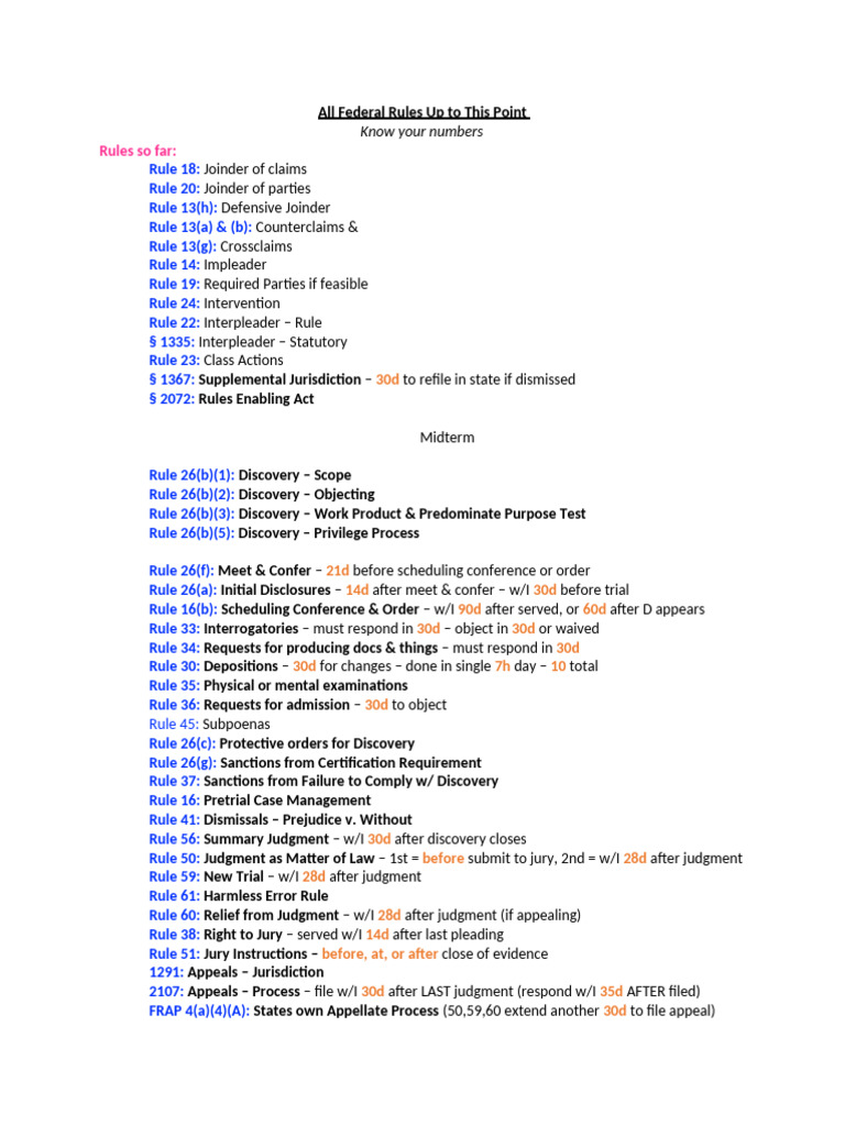 Overview of Federal Rules and Procedures | PDF | Discovery (Law ...