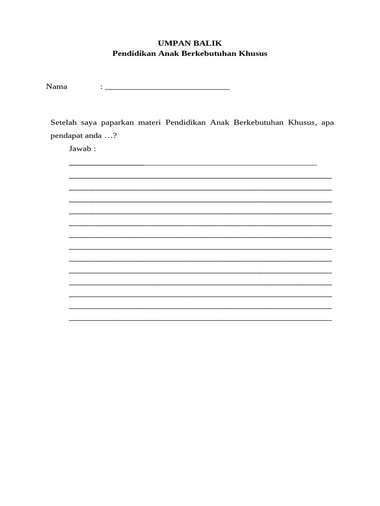 UMPAN BALIK Pendidikan Inklusif | PDF