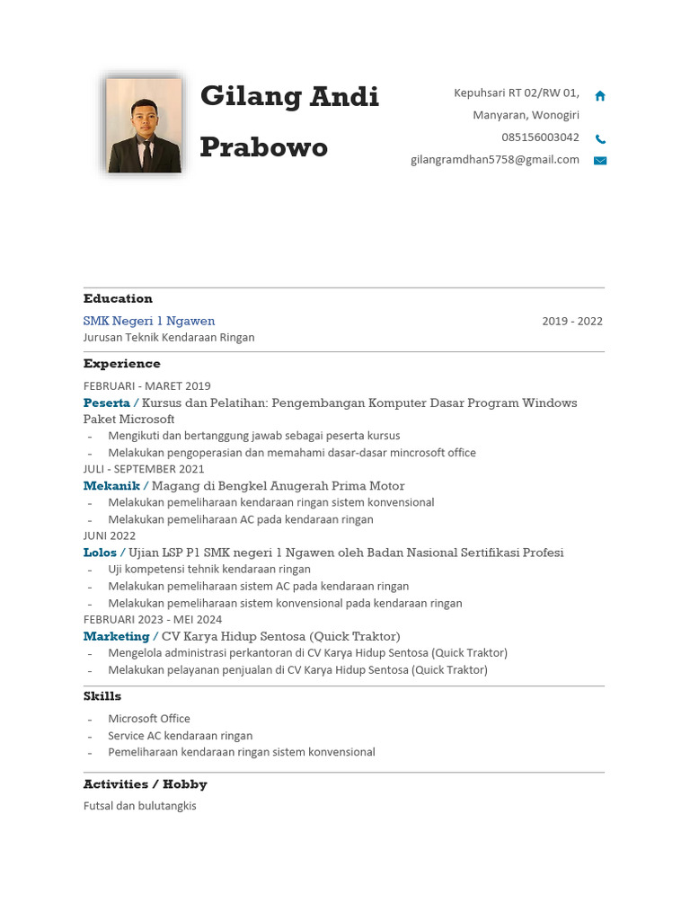 CV Gilang Andi-3 | PDF
