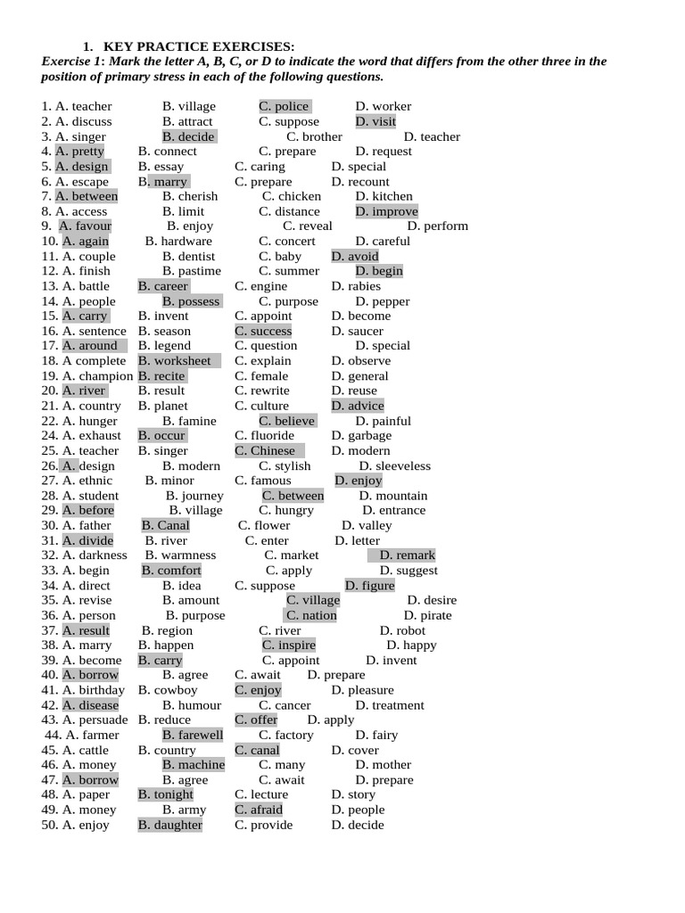 Key Practice Exercises. 2docx | PDF