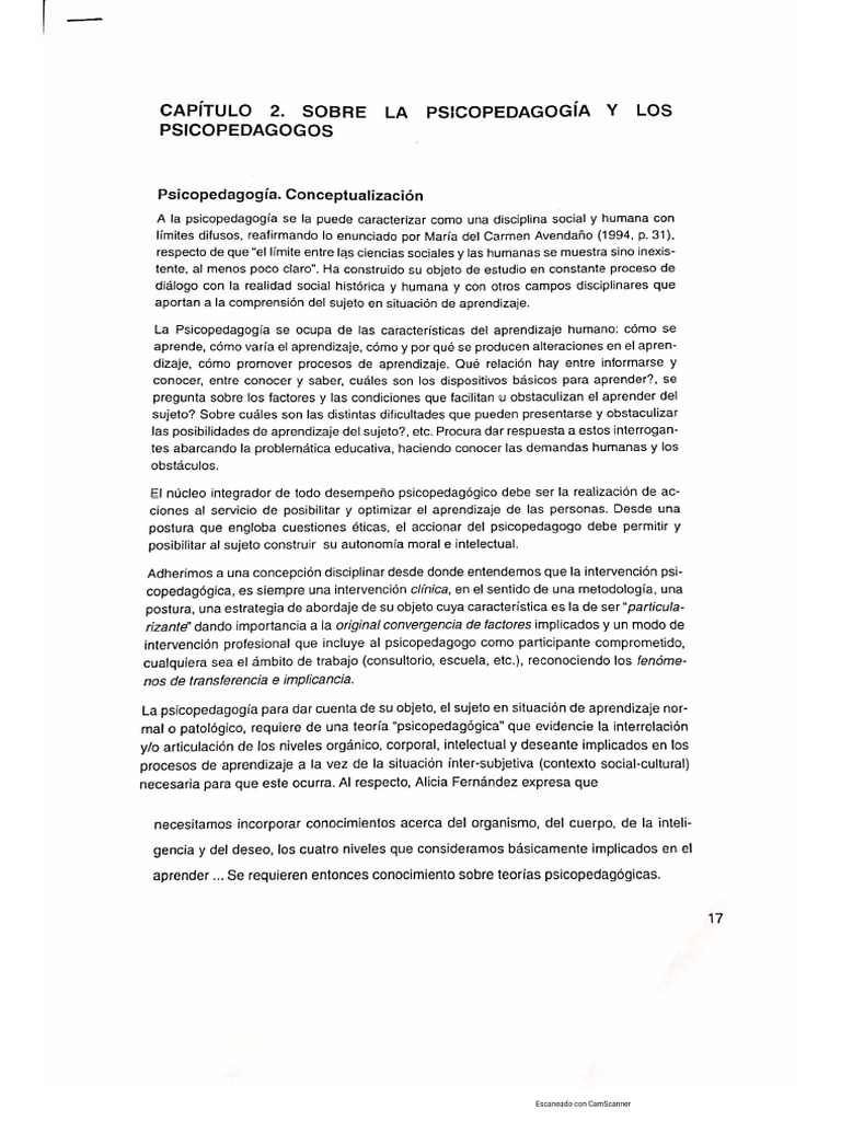 Azar Emma Cap 2 Sobre La Psicopedagogía y Los Psicopedagogos | PDF