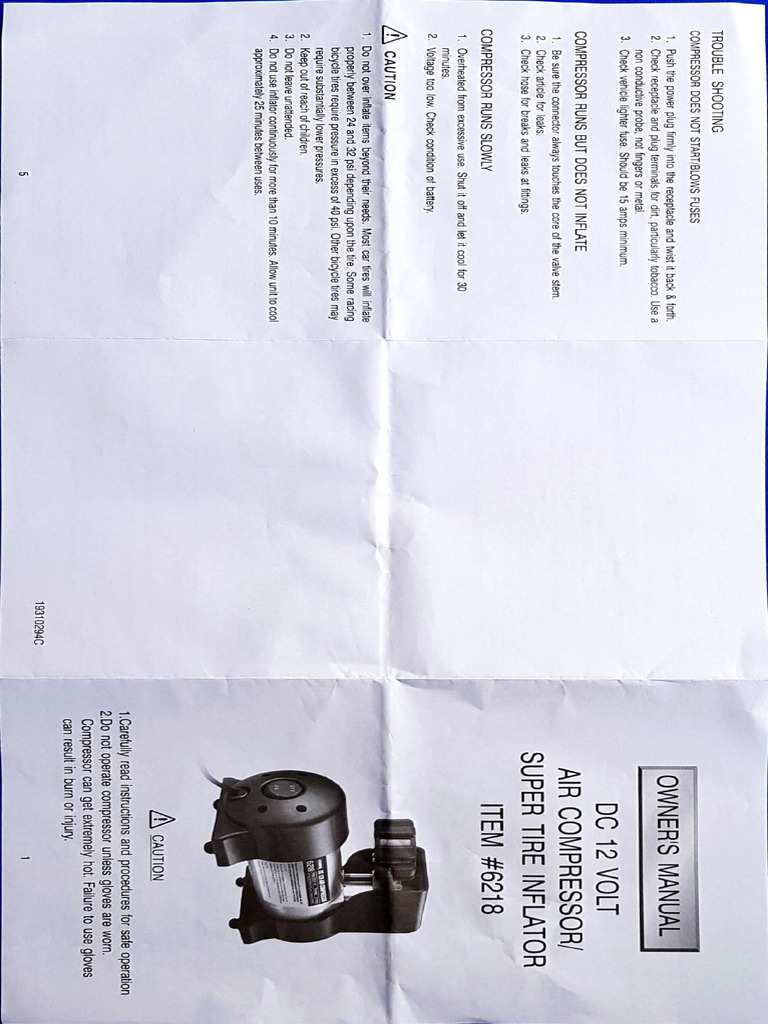 Coido 6218 Pompa Ban Mobil Kompressor Manual | PDF