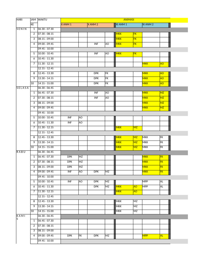 Jadwal Penggunaan Lab Animasi | PDF