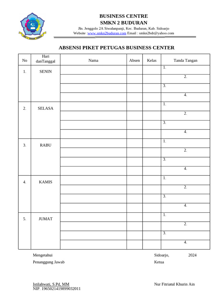 Absensi Piket BC | PDF