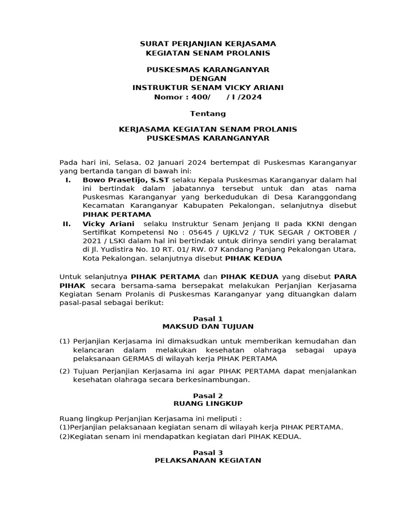 PKS Instruktur Senam Prolanis | PDF