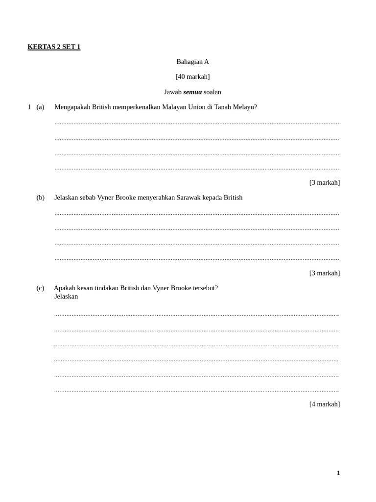 Kertas 2 Set 1 | PDF