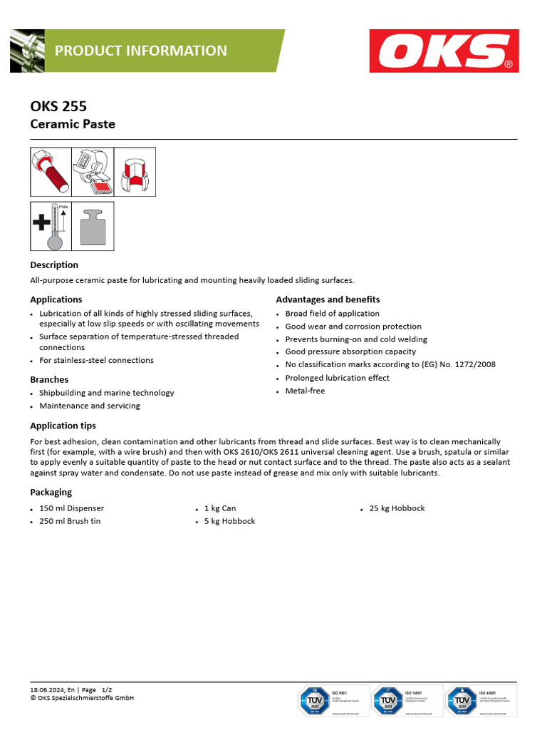 Pi Oks 255 119737 en | PDF | Lubricant | Materials
