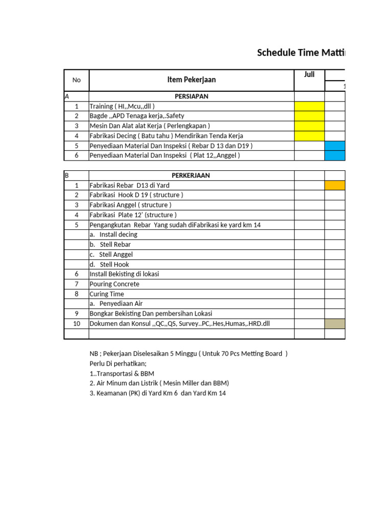 Schedule Time Matting Board | PDF